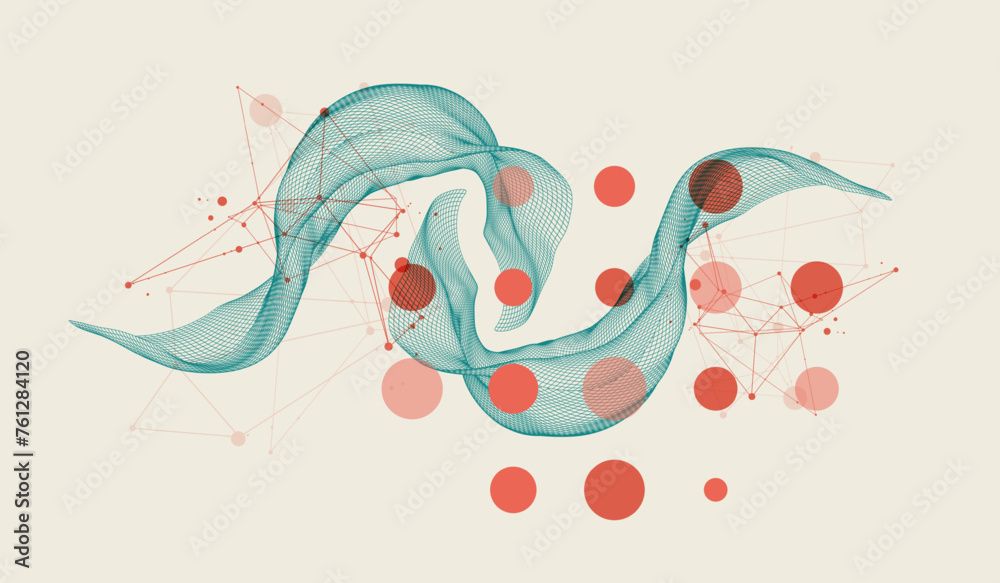 The abstract wave is made in a frame style. Template for science and ...