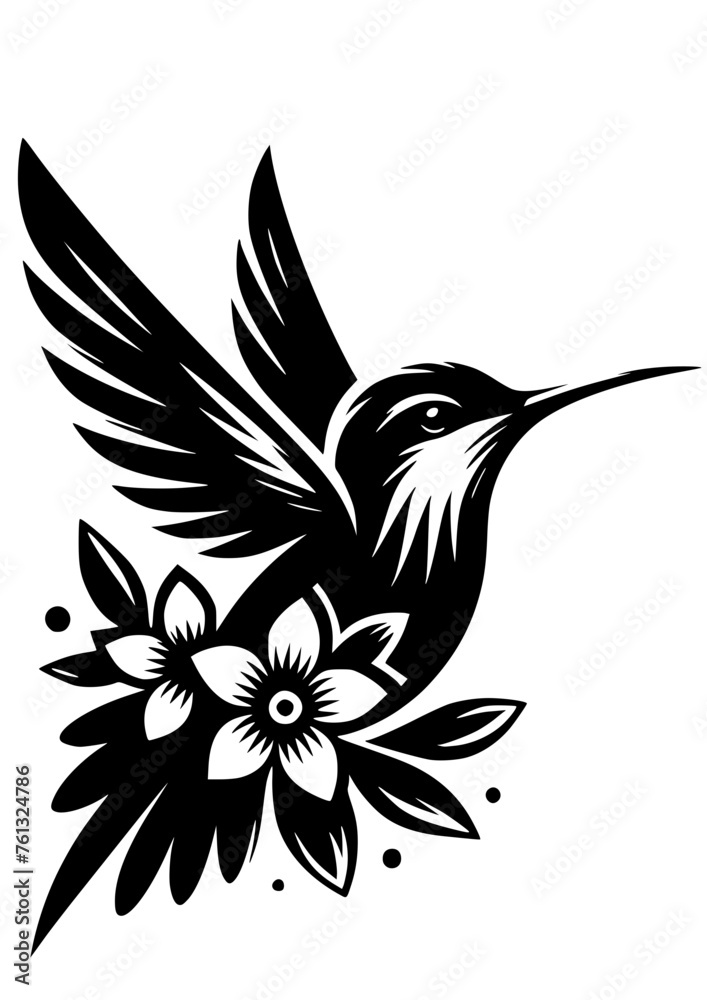 Image vectorielle Stock Hummingbird Flowers Svg File | Floral Svg ...