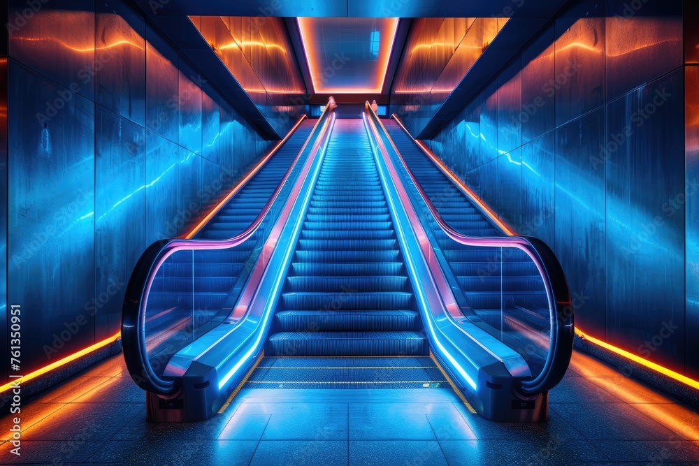 elevator escalator is moving staircase used as transportation between ...