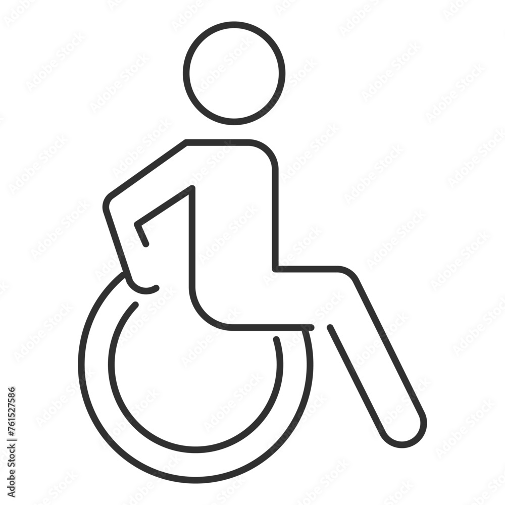 Person in wheelchair line icon vector isolated. Toilet symbol for ...