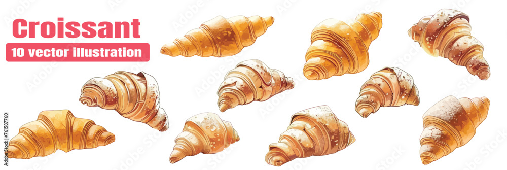 Croissant set. Bakery croissant isolated on white background for design ...