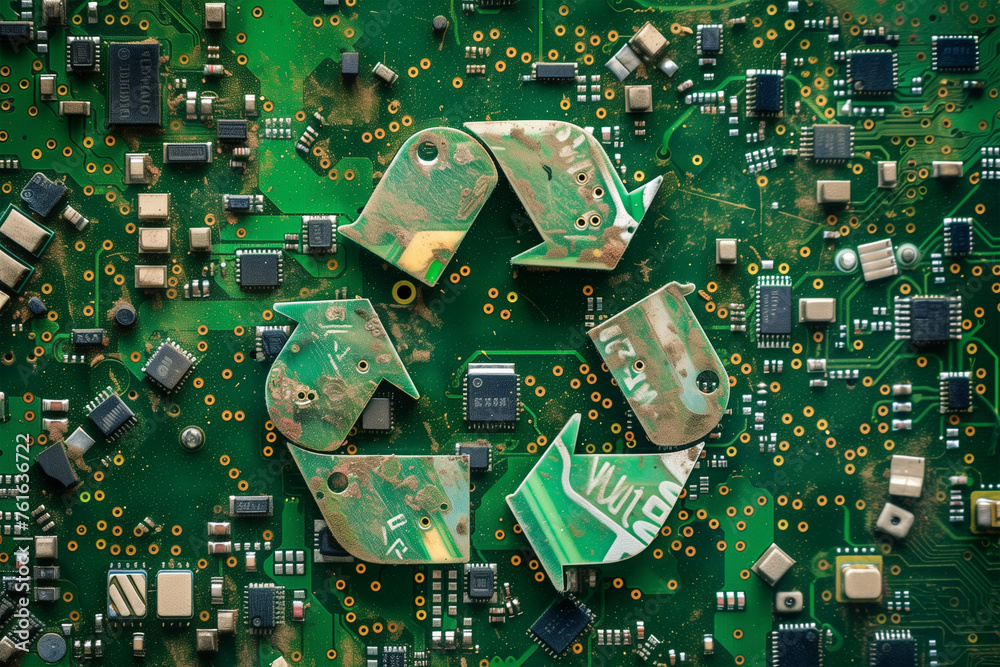 E-Waste Recycling Symbol with Circuit Boards Stock Photo | Adobe Stock