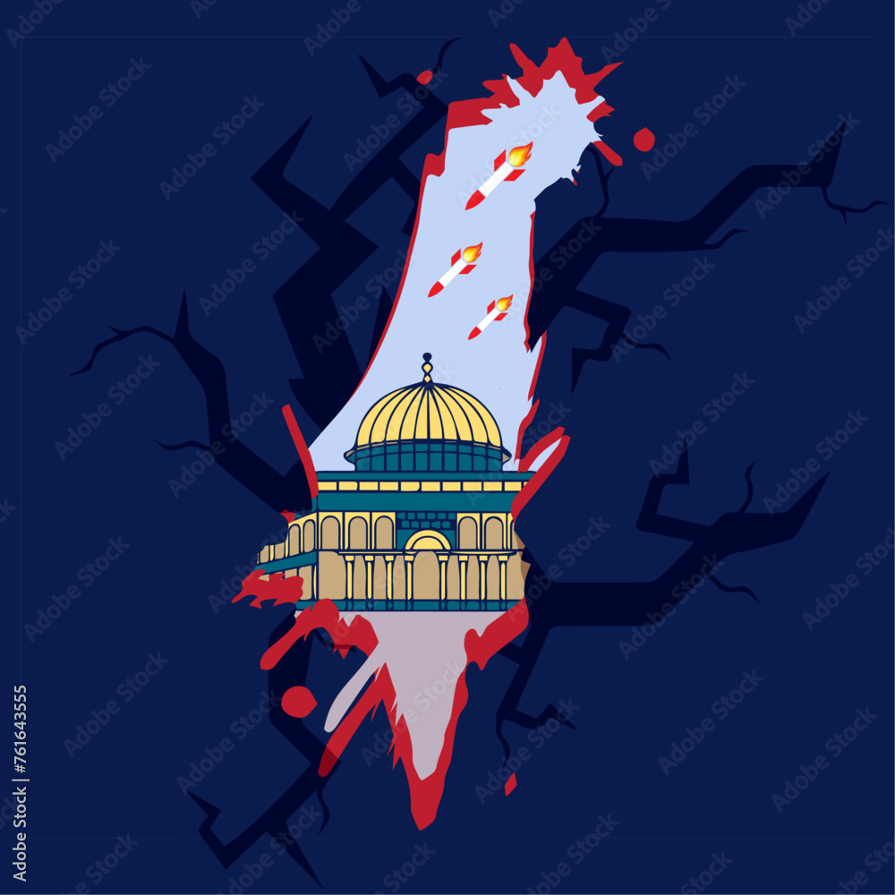 map of palestine with al asqa mosque Stock Vector | Adobe Stock