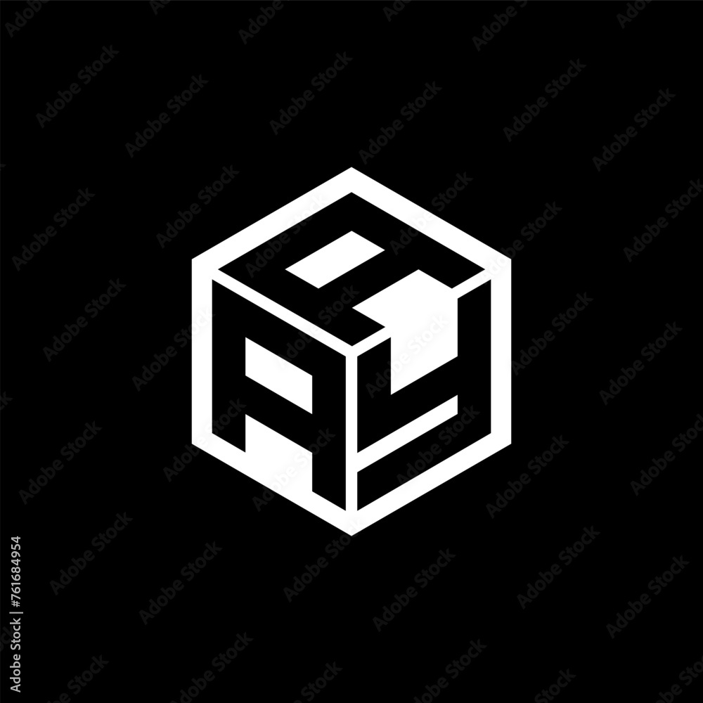 AYA letter logo design with black background in illustrator, cube logo ...