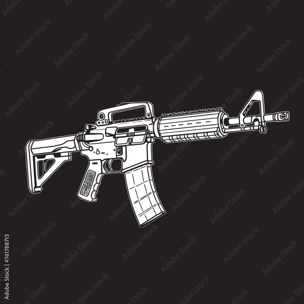 Strategic Dominance M16 Rifle Symbol in Black Vector Emblem Elite ...
