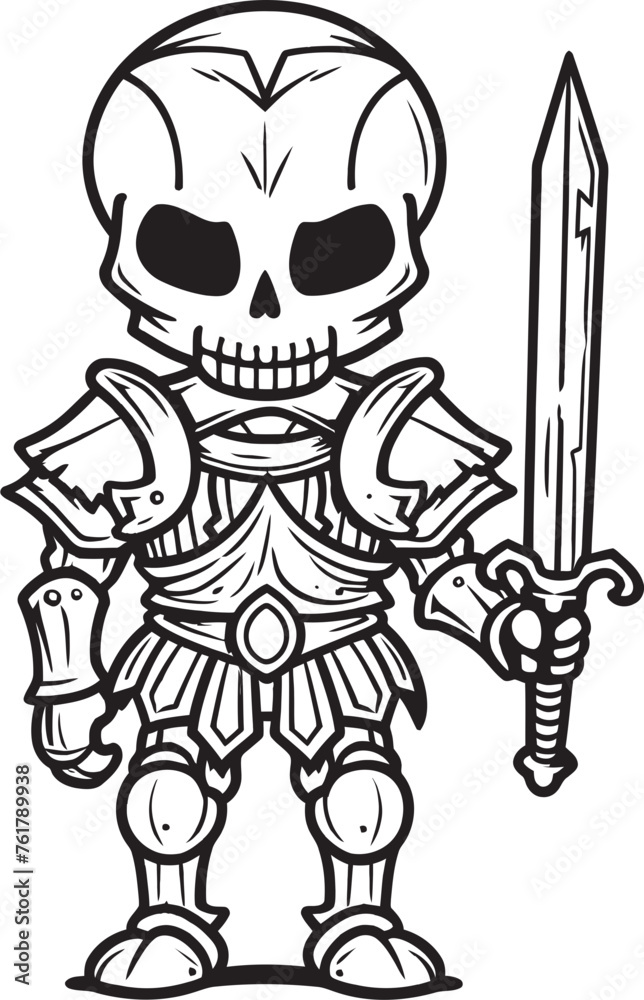 Dark Defender Skeleton Knight Icon in Black Vector Spectral Paladin ...