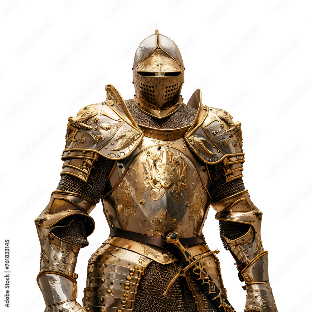 Golden Armor Adorned Medieval Knight: A Close-up Half Body Portrait ...
