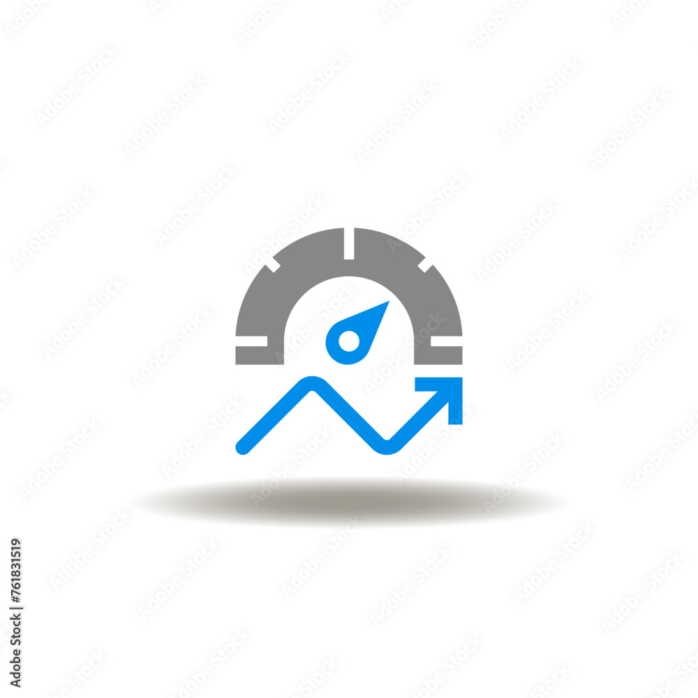 Vector illustration of indicator or meter with growth chart. Icon of ...