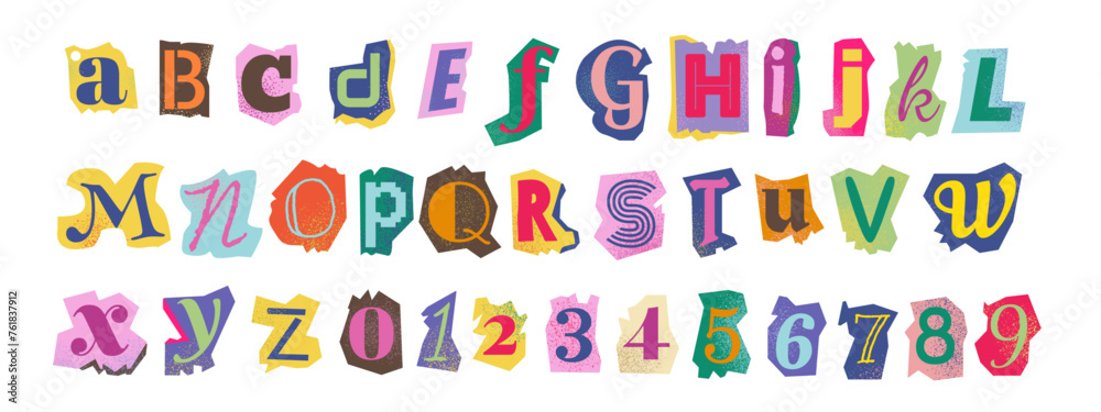 Cutout Alphabet Collection. Cutout letters numbers and symbols. Vector ...