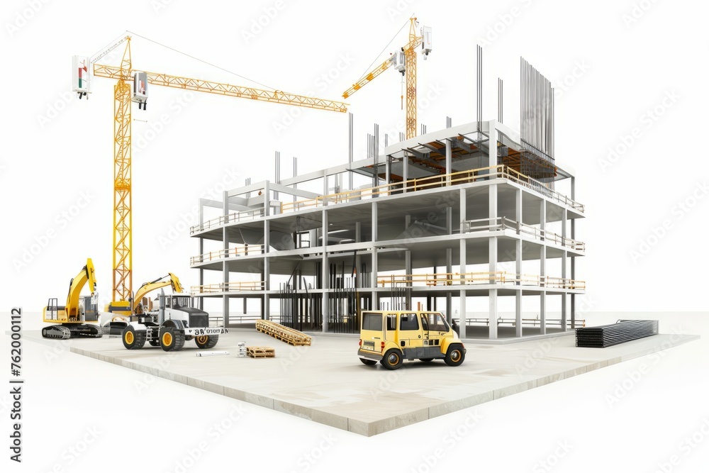 3D Render of commercial complex under development, with concrete ...