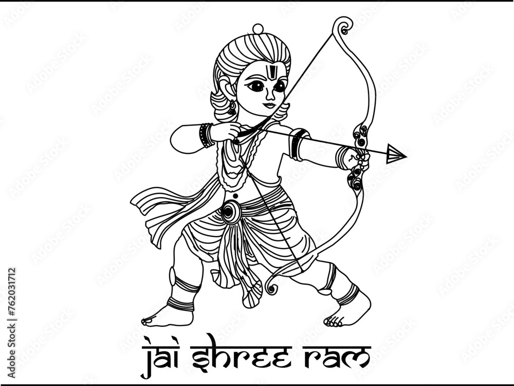 Hindu God Shree Ram Lalla Vector Image Stock Vector | Adobe Stock