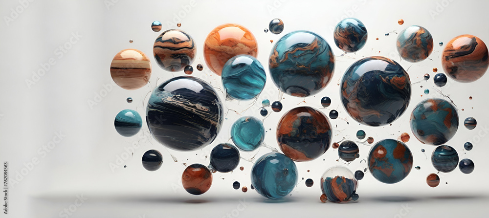 Planets of the solar system, 3d render isolated on white background ...
