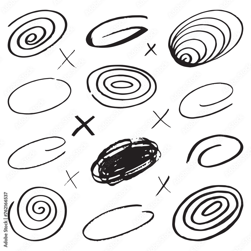 Marker line, ink symbols, hand drawn black color elements. Realistic ...