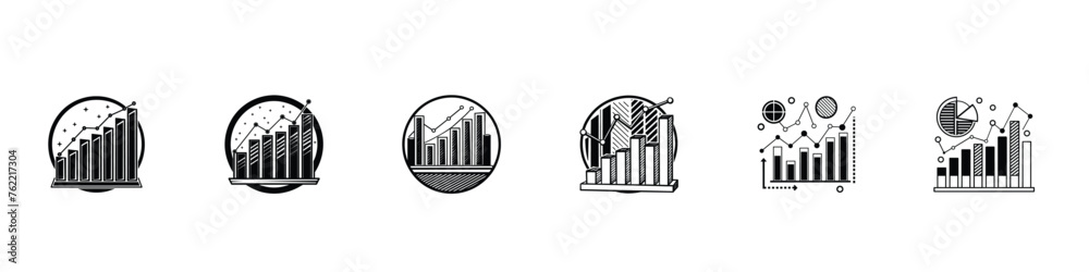 Graph Icon, set of diagram and graphs related vector icons, Growing bar ...