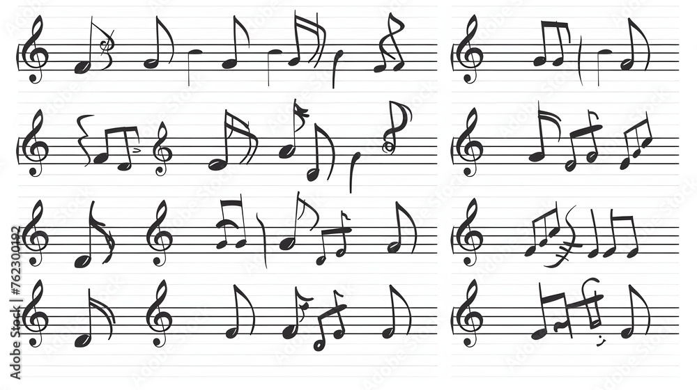 Musical notes stave line pattern symbols icon for staff and music note ...