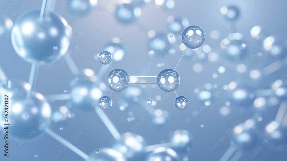 vinyl chloride molecular structure 3d, flat model, organochloride ...