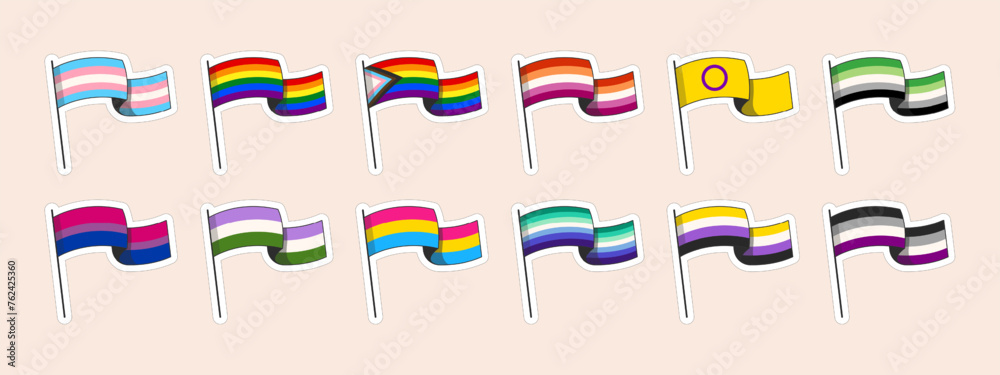 Collection of LGBT sexual identity pride flags. Rainbow flag set ...