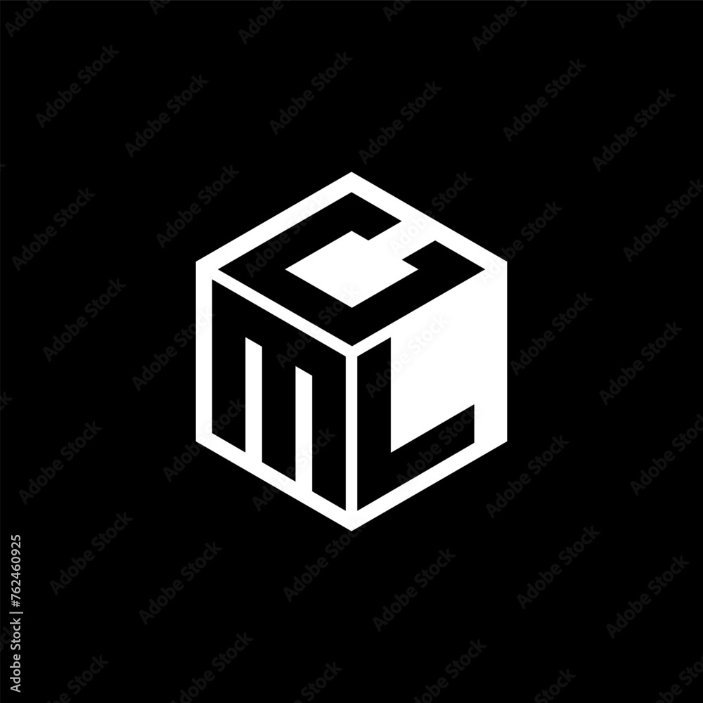 MLC letter logo design with black background in illustrator, cube logo ...