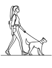 Woman Walking Dog Art Free Stock Photo - Public Domain Pictures