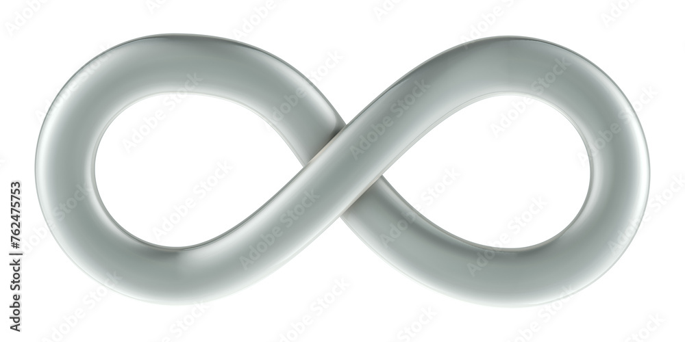 Silver Infinity Symbol, 3D rendering isolated on transparent background ...