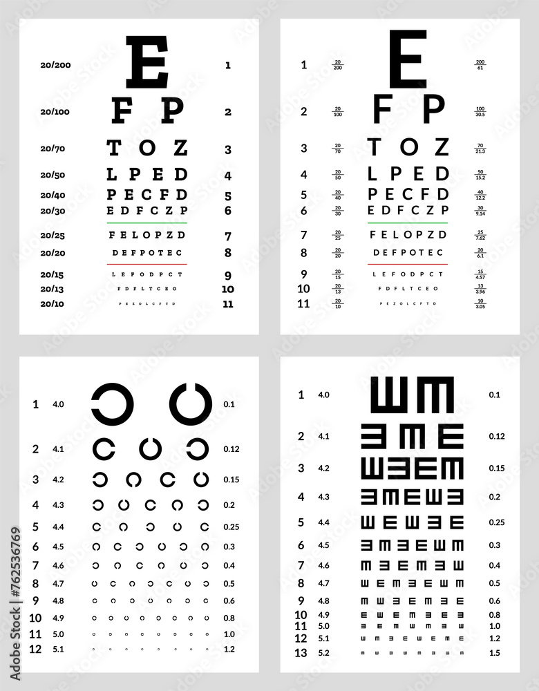 Eye Test Chart . Vision Exam. Optometrist Eyesight Chart Check. Medical ...