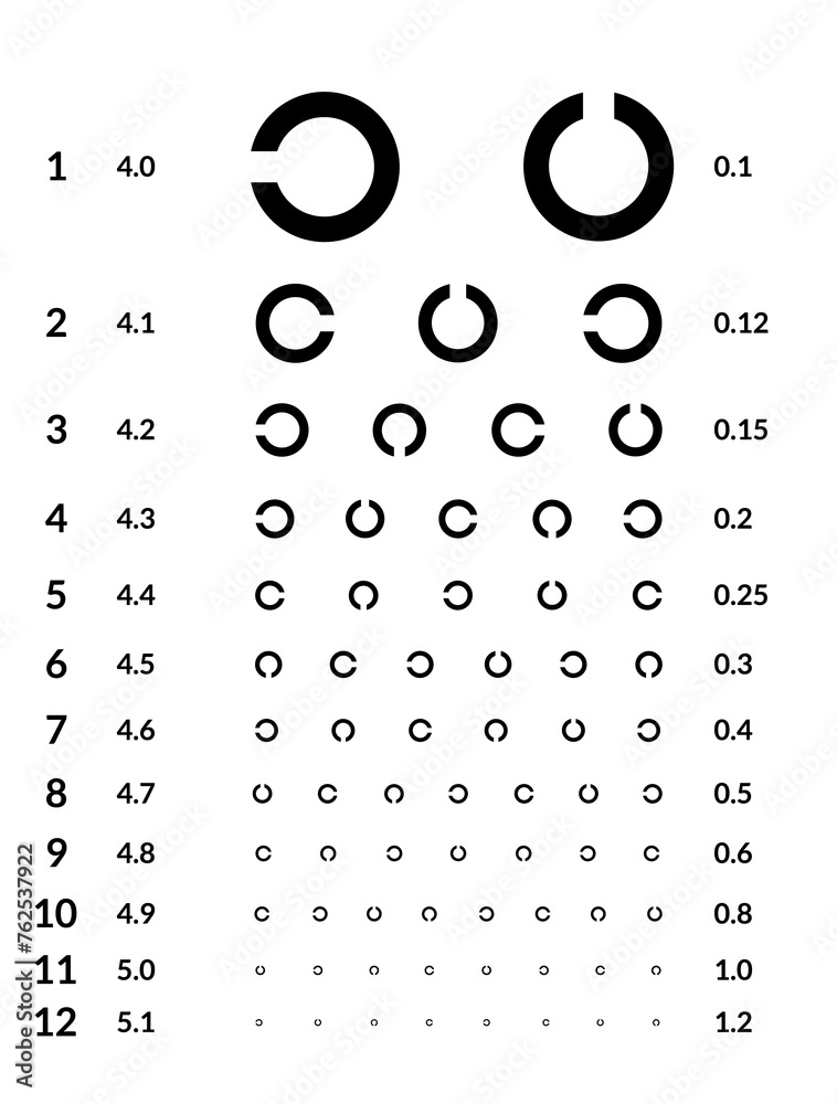 Eye Test Chart . Vision Exam. Optometrist Eyesight Chart Check. Medical ...
