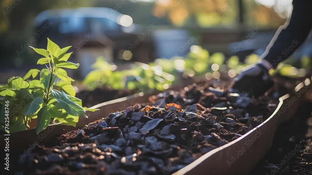 Stock-Illustration „Hands laying Biochar Charcoal in raised beds ...