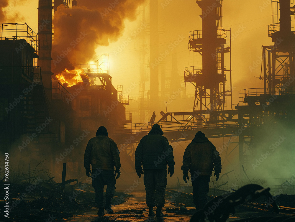 Develop a plot outline for a thriller novel set in an industrial ...