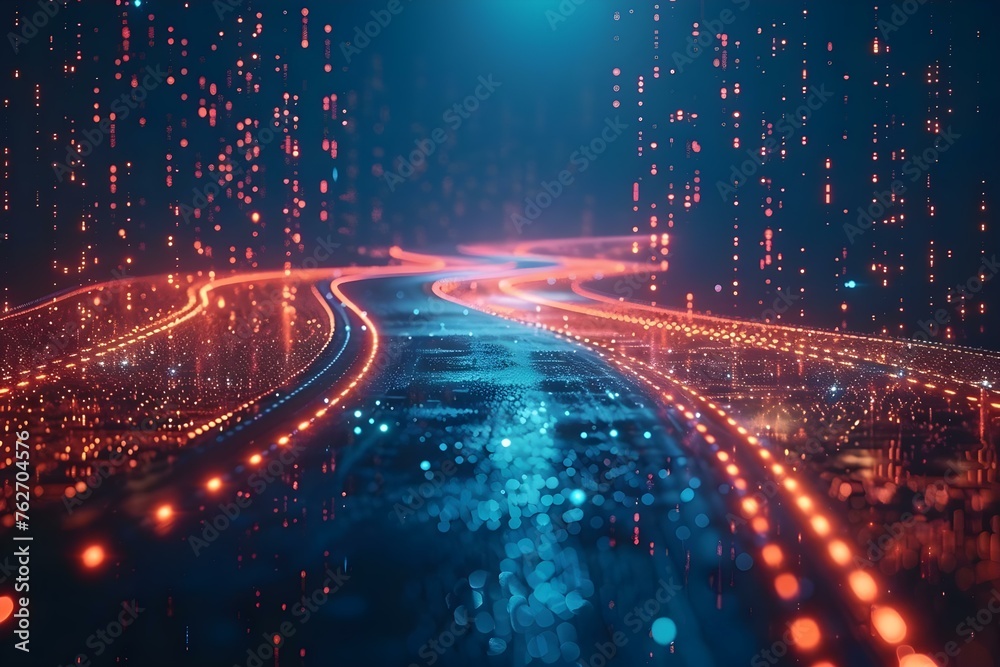 Стоковая иллюстрация «Visual Representation of Accelerated Digital Transformation through Cyber ...