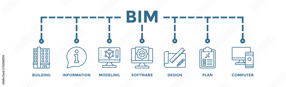 BIM banner web icon illustration concept for building information ...