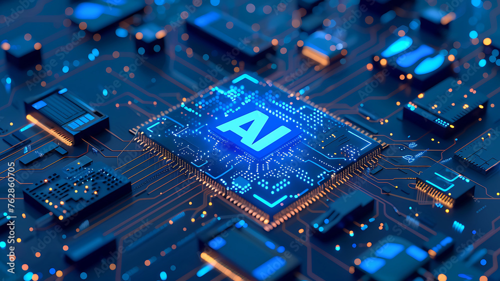 Highly detailed technology texture, AI supercomputer Chrome, insane ...