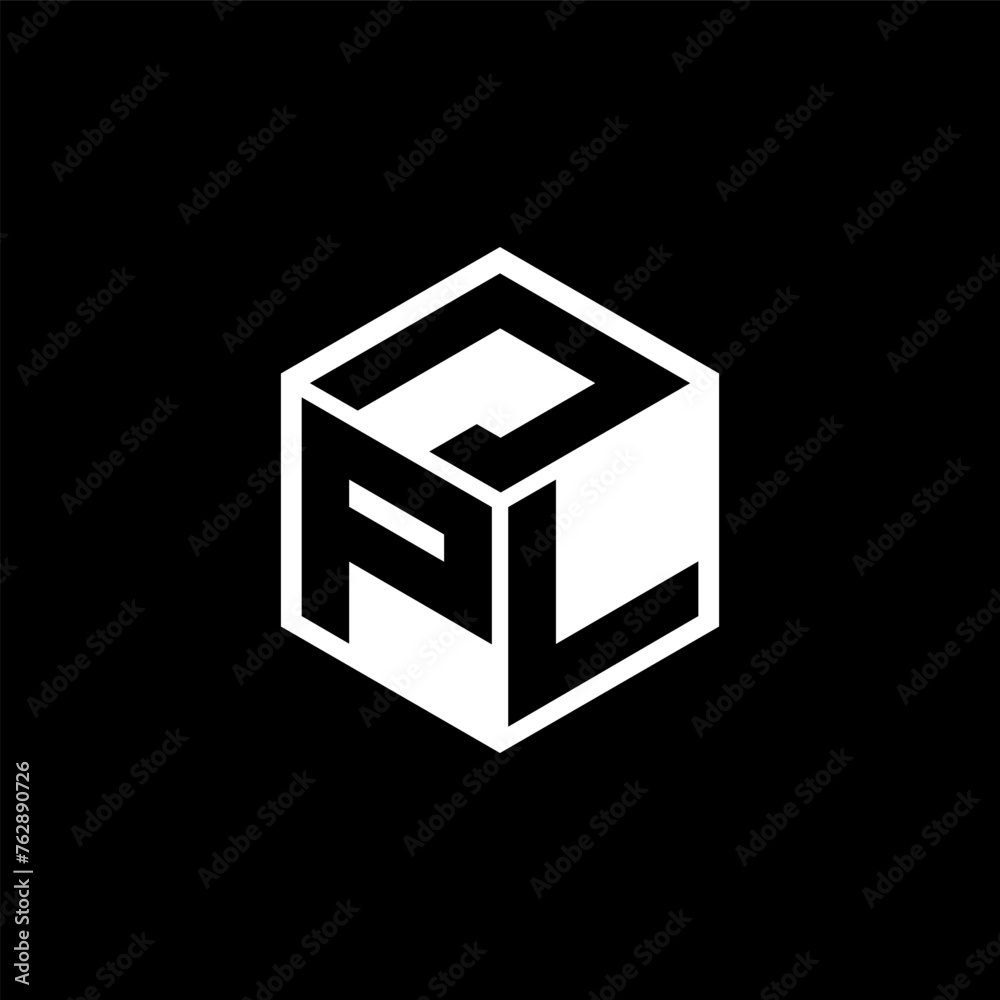 PLJ letter logo design with black background in illustrator, cube logo ...