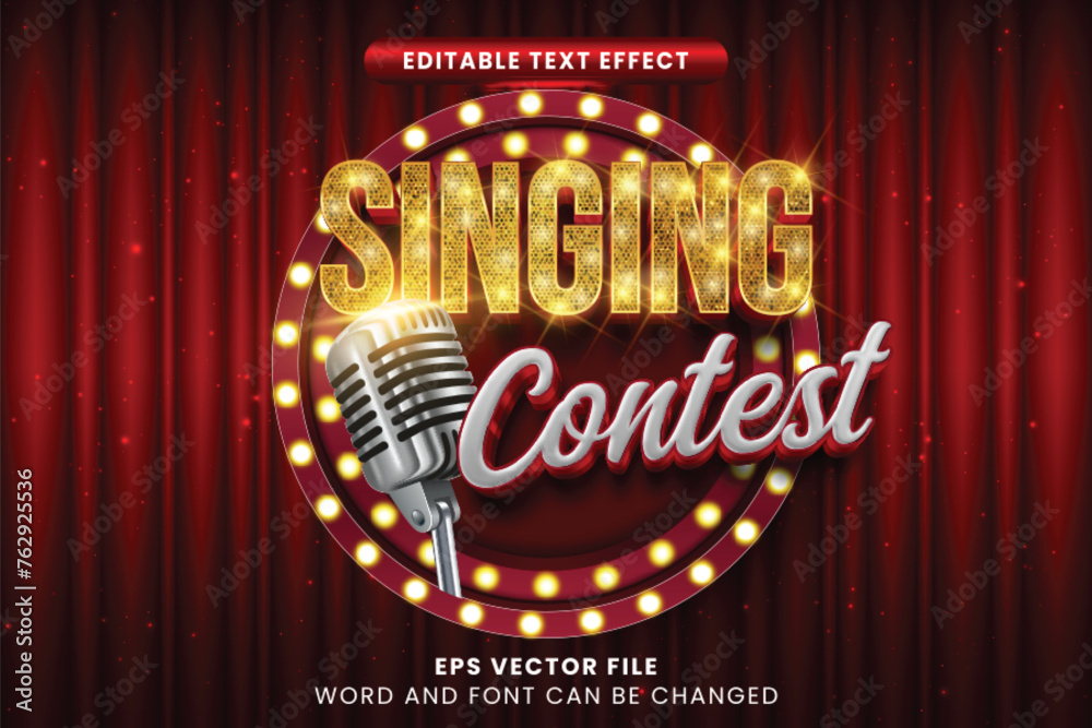 Singing contest show 3d luxury 3d editable vector text effect Stock ...