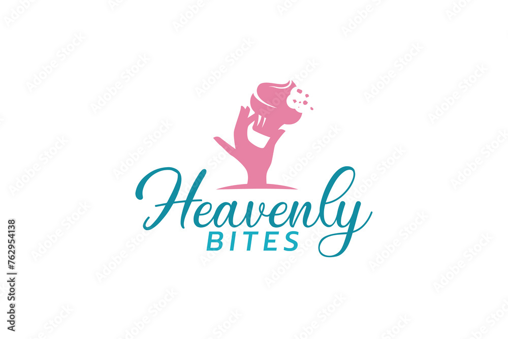 heavenly bites logo with a combination of a woman's hand holding a ...