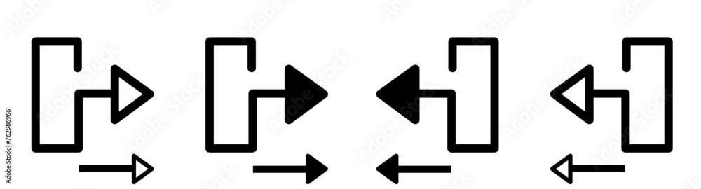 Output icon set in black and white. Arrow signs vector illustration ...
