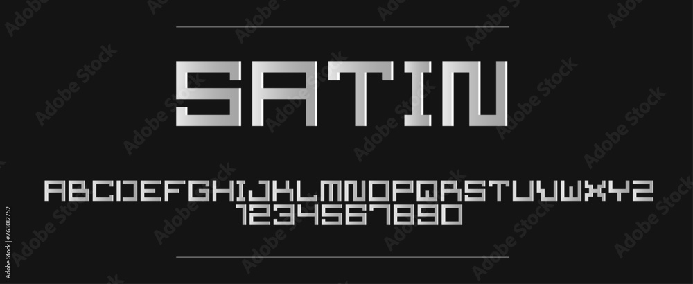 Metal font, aluminum steel or silver grey colored geometric minimal ...