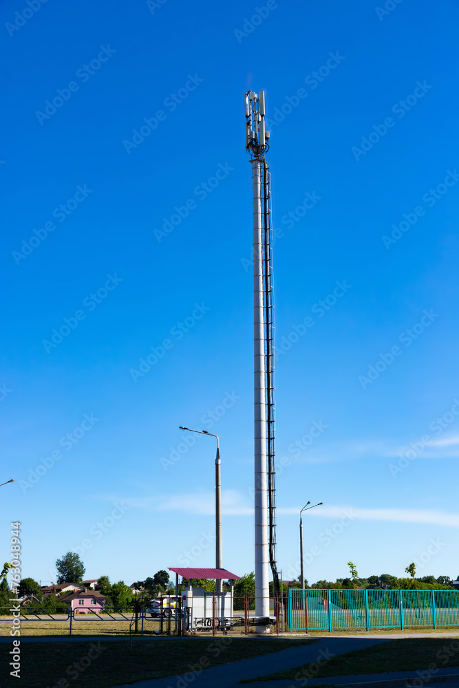 Cellular Base Station or Base Transceiver Station. Telecommunication tower. Wireless ...