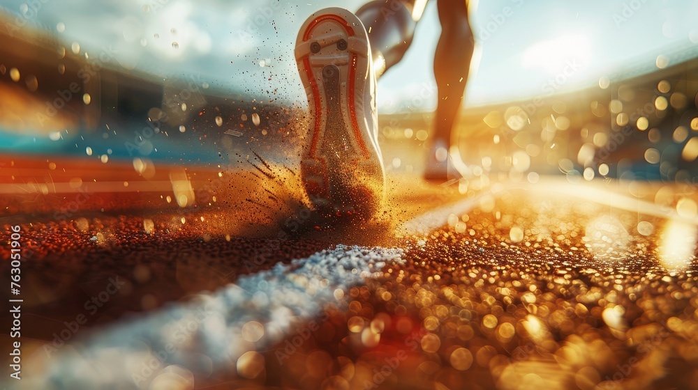 A sprinter’s raw power is perfectly frozen in time as they explode off ...