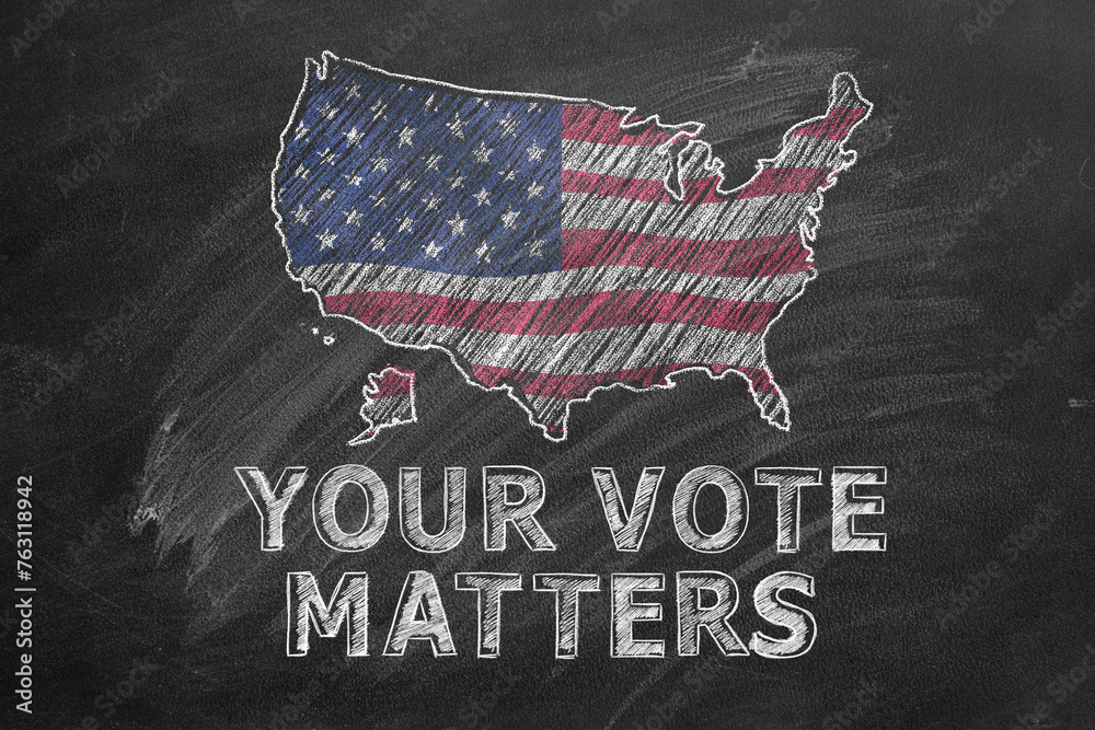 Ilustración de Stock The inscription YOUR VOTE MATTERS and map of US in ...