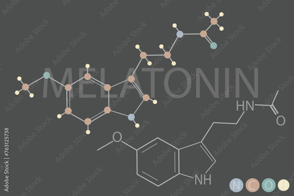 melatonin molecular skeletal chemical formula Stock Vector | Adobe Stock