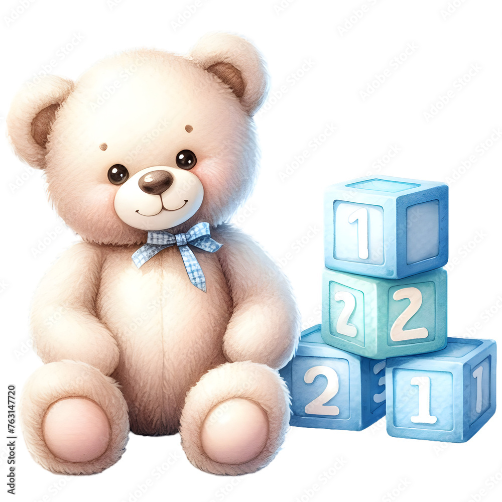 Baby Blue Watercolor Teddy Bear Clipart, Cute Teddy Bears Boy Baby ...