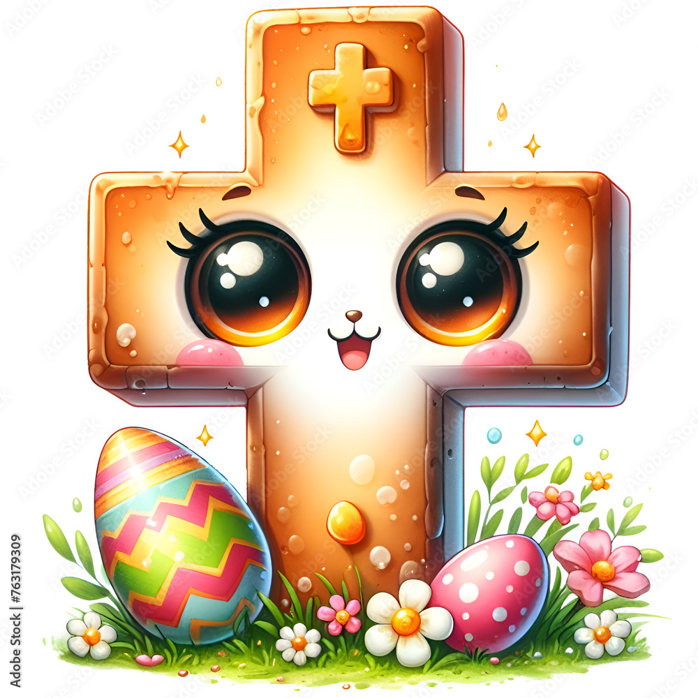 Kawaii Easter Clipart Bundle Cute boho Printable Easter bunny Chick ...