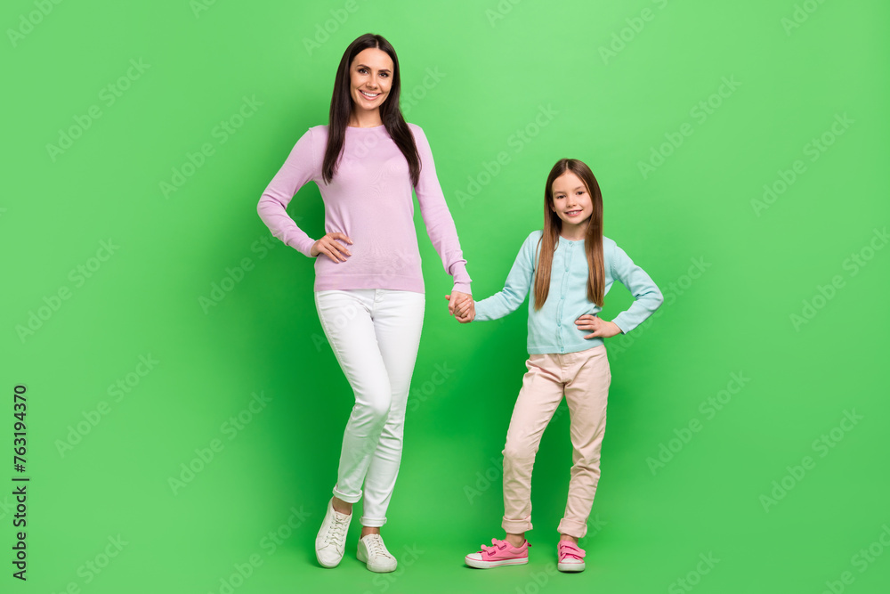 Full length photo of sweet cute mommy small girl wear casual outfits ...