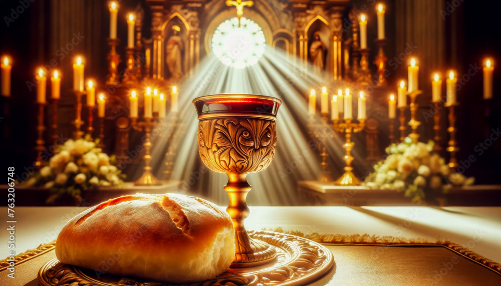 Holy Eucharist: Consecration of Bread and Wine Symbolizing Jesus Christ ...