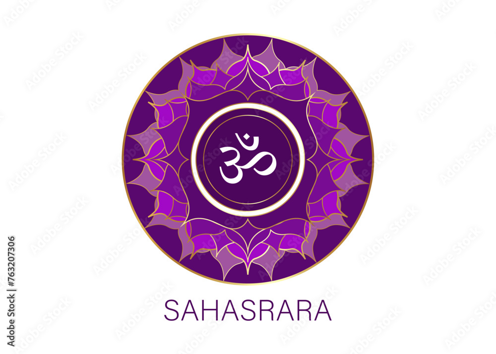 seventh chakra Sahasrara logo template. Circle Crown chakra symbol ...