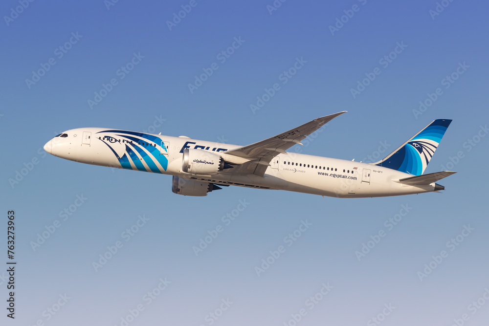 Egyptair Boeing 787-9 Dreamliner airplane at Dubai Airport in the ...