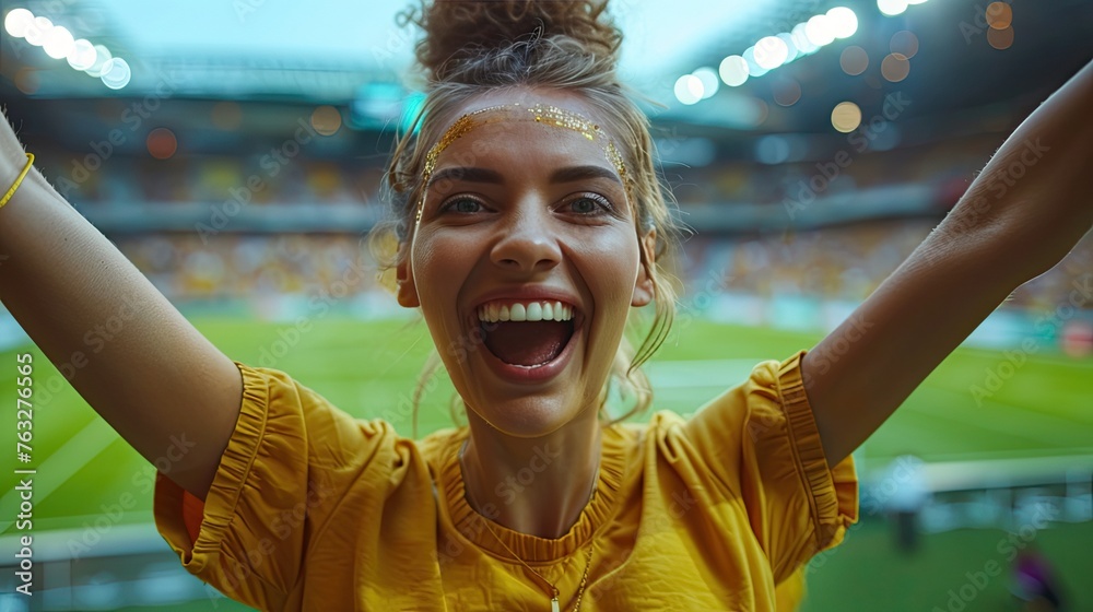 Passionate Fan Celebrates Winning Goal at Packed Stadium with Loud ...