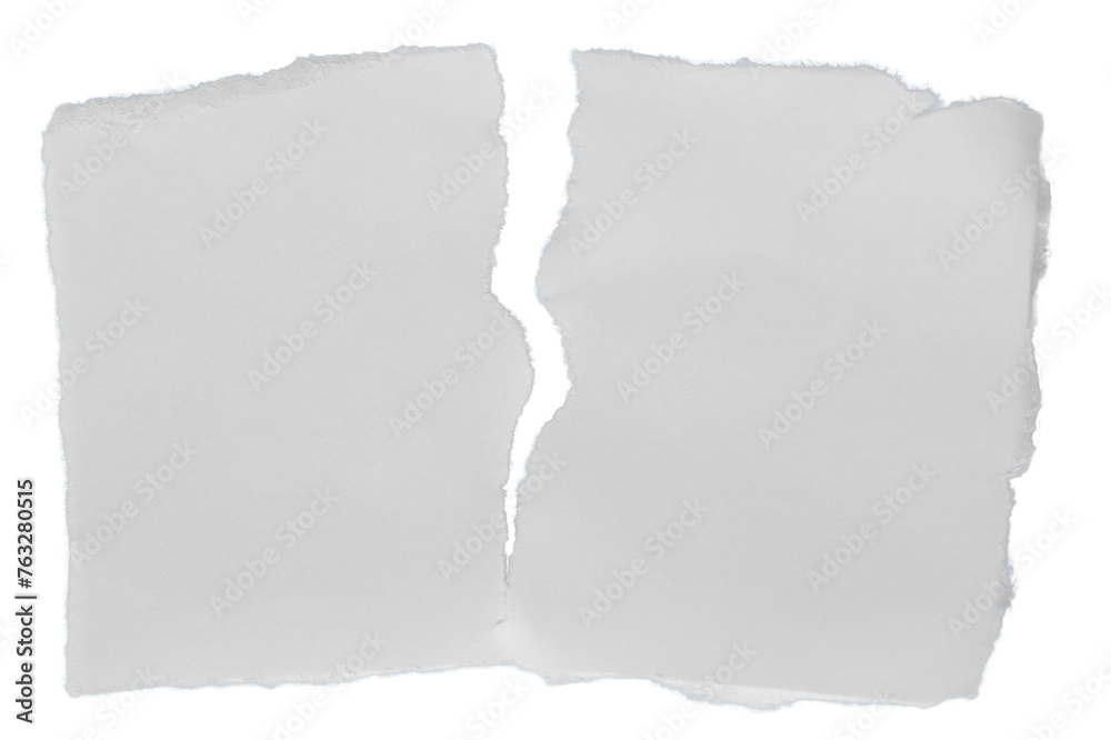 Ripped edge white paper torn into two halves. Photo of the paper on ...