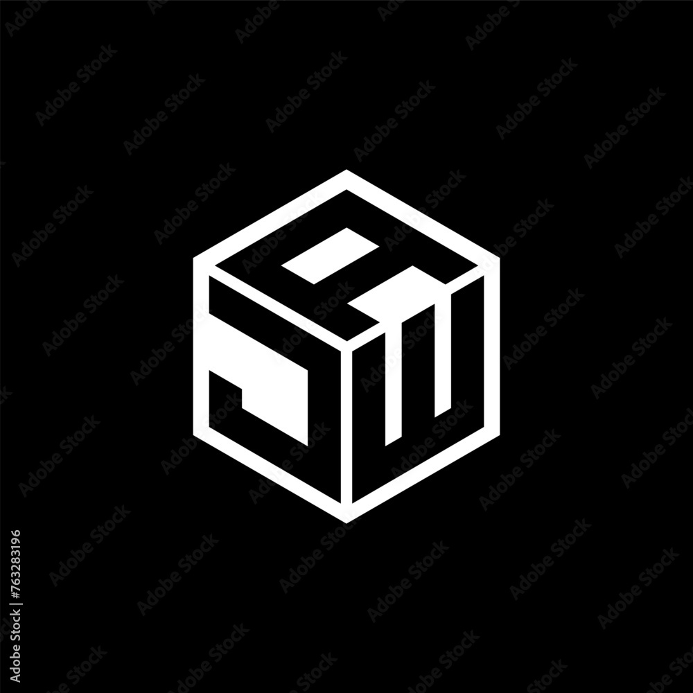JWA letter logo design with black background in illustrator, cube logo ...