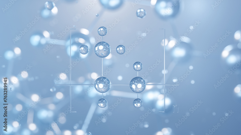 polypropylene molecular structure 3d, flat model, thermoplastic polymer ...